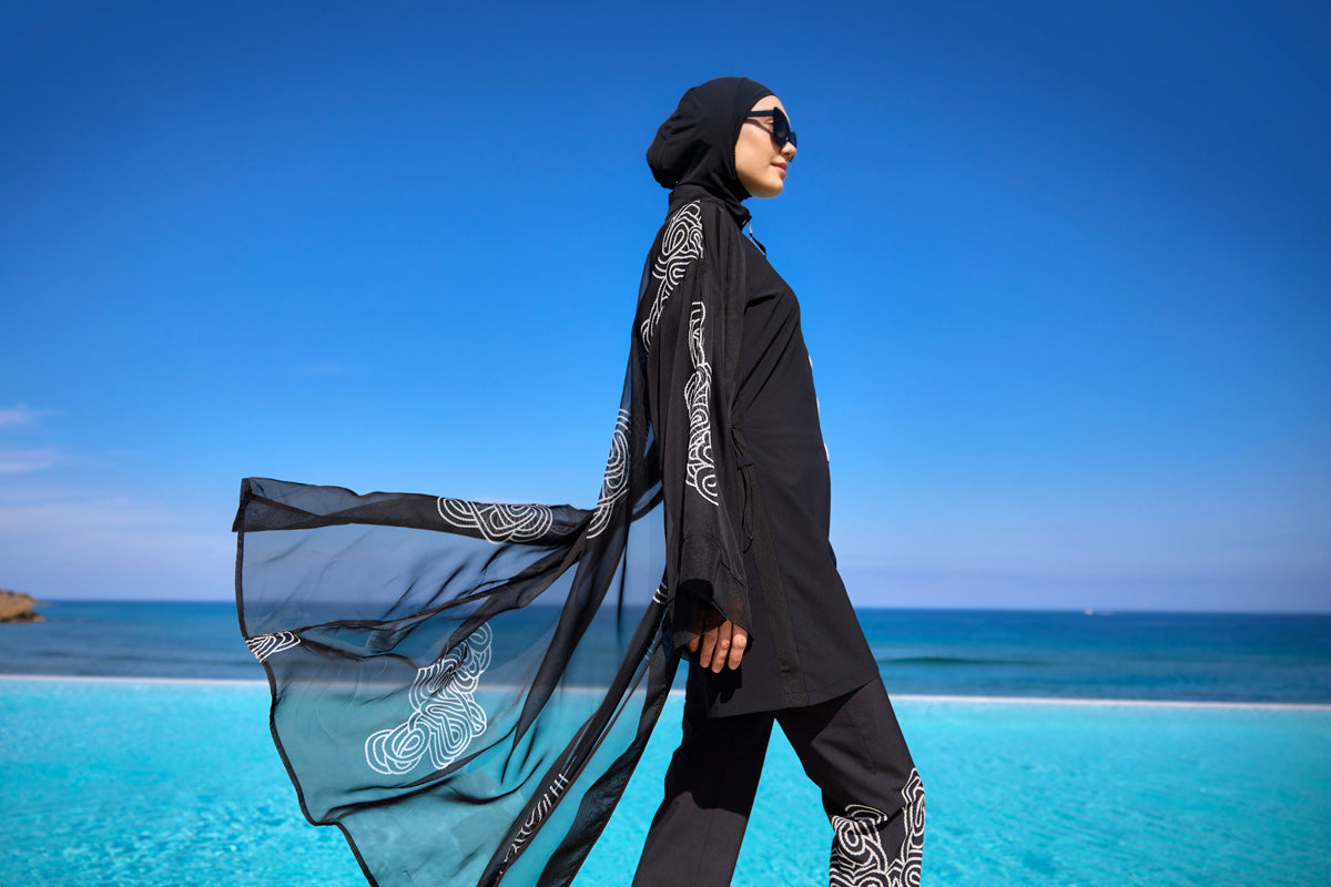 Muslim Swimsuits For Women Burkini Full Covered Swimsuit Navy Blue ...