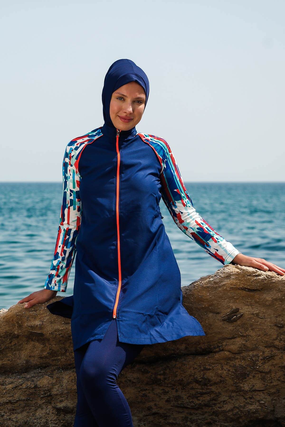 Woven Navy Burkini Modest Swimwear M2267 AUS – Marina Modest